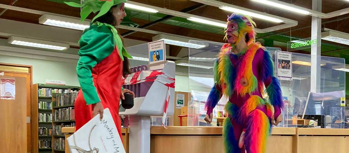 Rainbow-dressed monkey man with "perky prosthetic bum cheeks, sagging ...